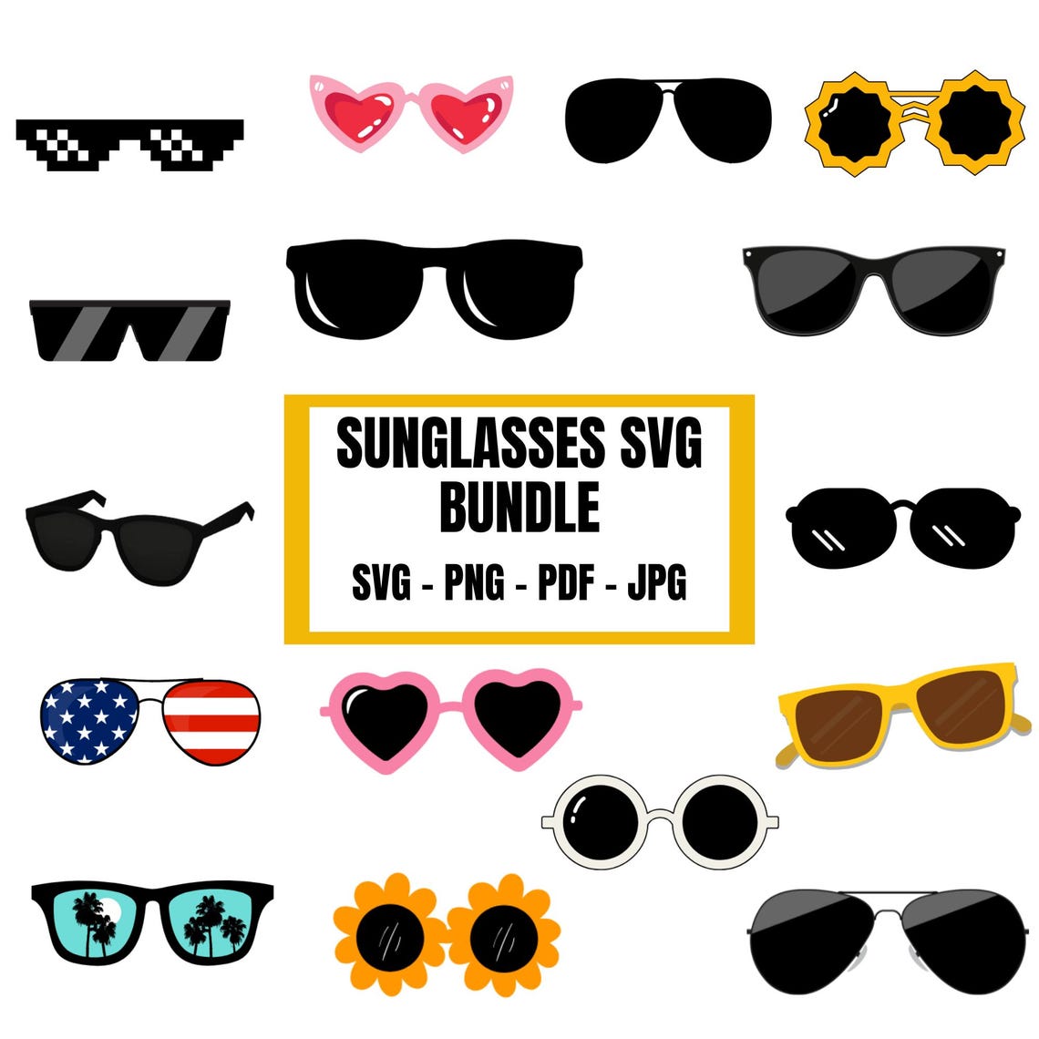 Sunglasses SVG Bundle | Trendy Sunglasses Clipart | Digital Download ...