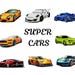 12 Super Cars Digital Clipart Set | Cartoon Car Graphics for T-shirts ...
