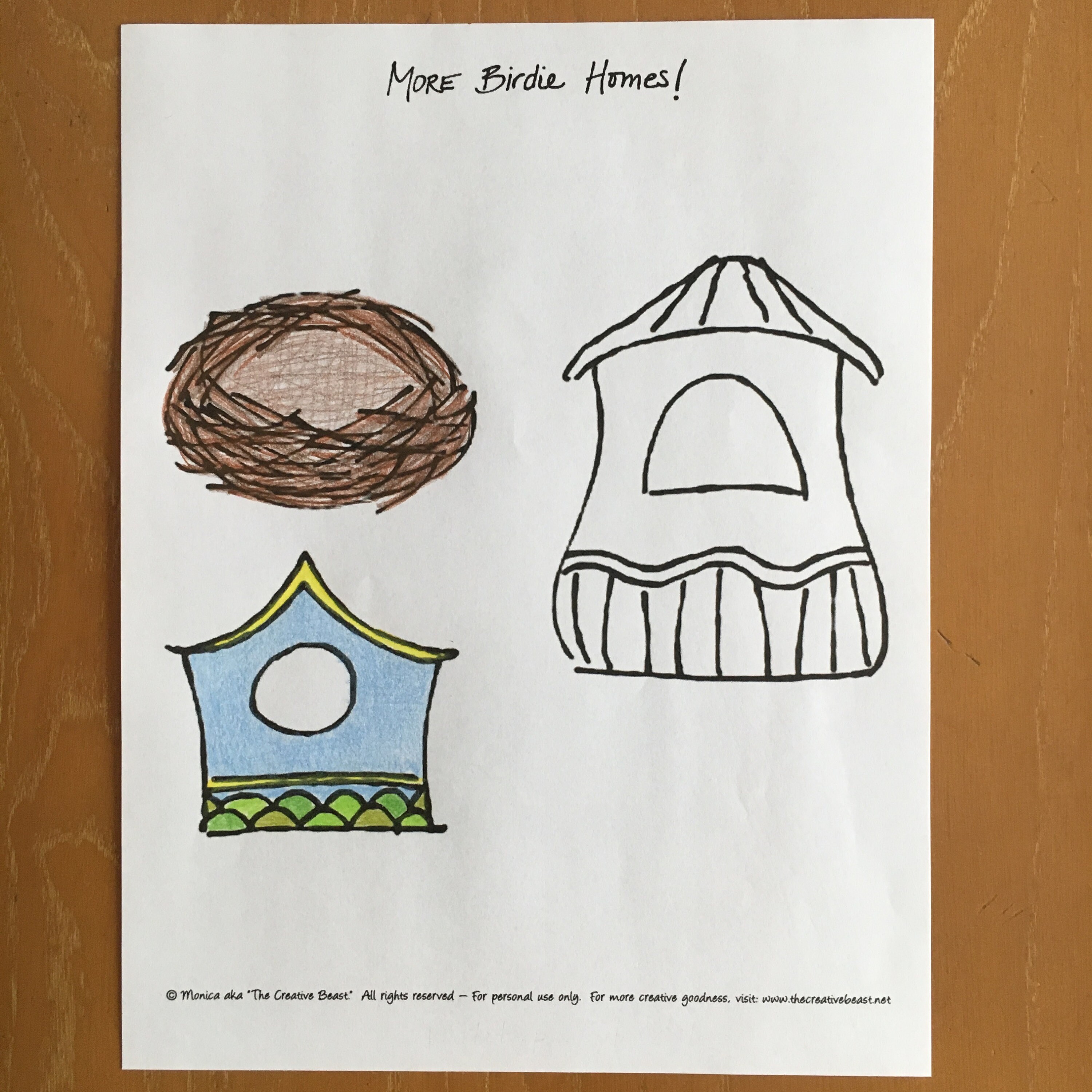 More Birdie Homes to Color Coloring Page Coloring for - Etsy