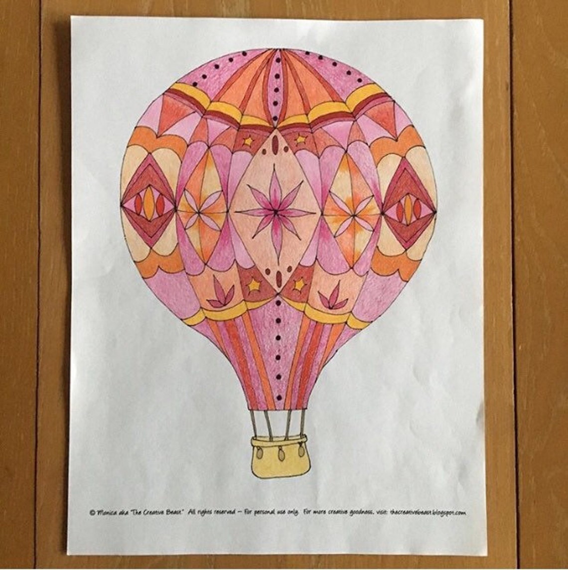 Coloring Page DECO Hot Air Balloon Coloring for Adults Coloring for ...