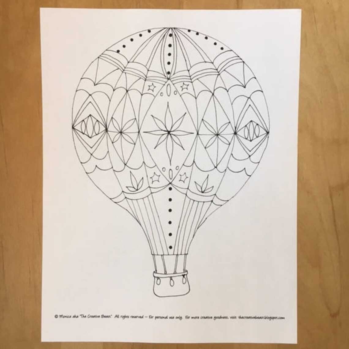Coloring Page DECO Hot Air Balloon Coloring for Adults Coloring for ...