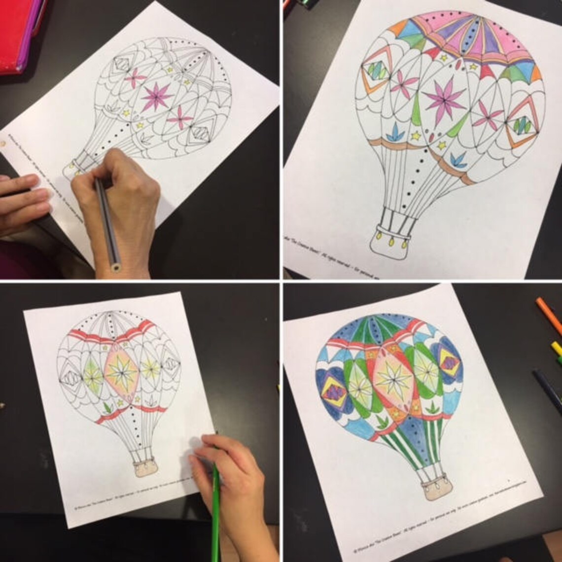 Coloring Page DECO Hot Air Balloon Coloring for Adults Coloring for ...