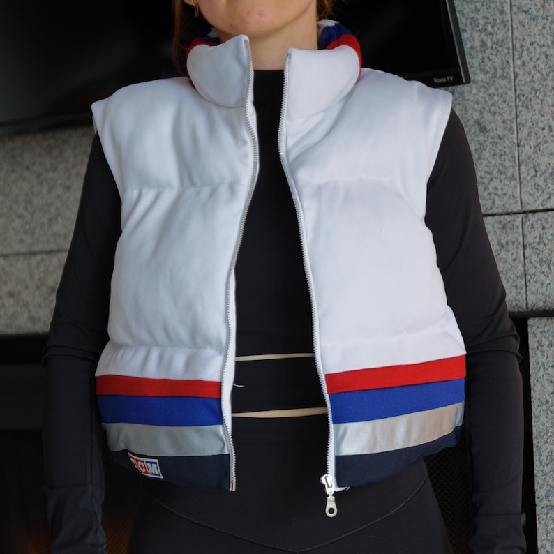 Custom Cropped Jersey Puffer Vest | Jersey Customization | NHL NFL - Etsy