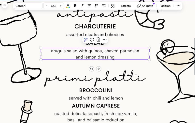 Amalfi Italian Inspired Dinner Party Menu Editable Digital Download ...