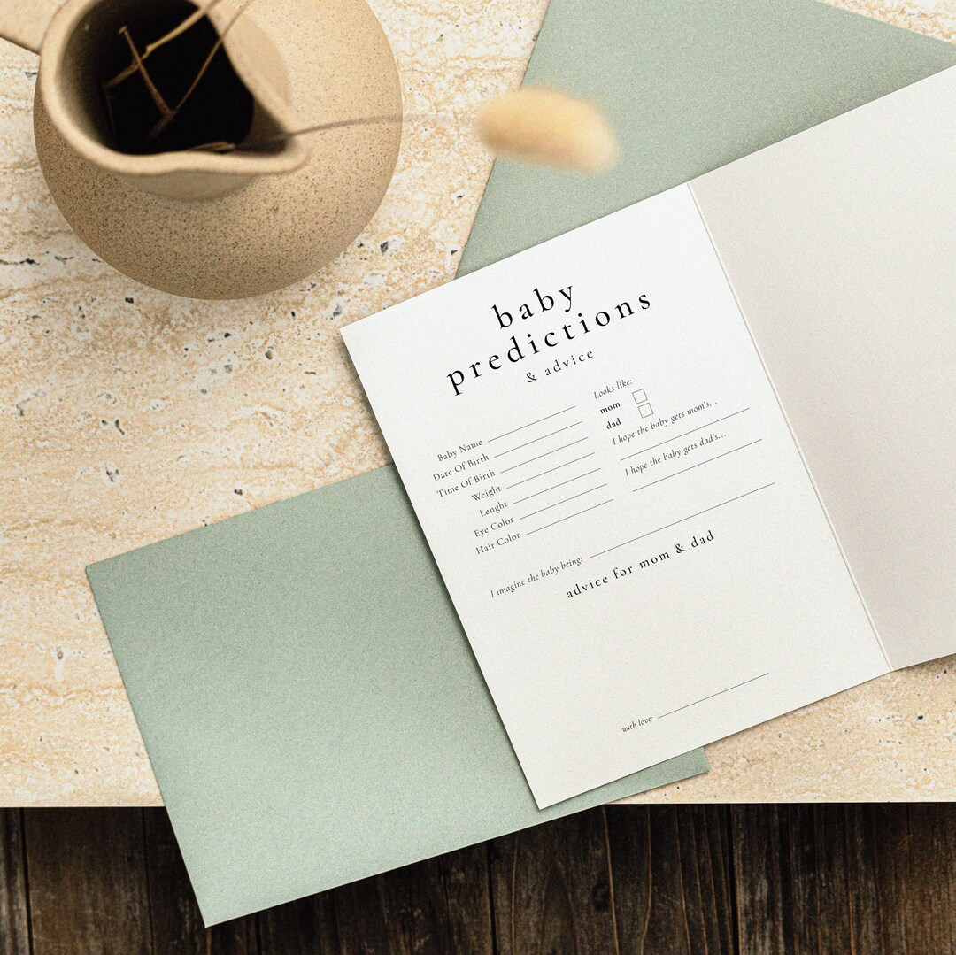 Printable Baby Predictions | Baby Shower Decor | Minimal Aesthetic ...
