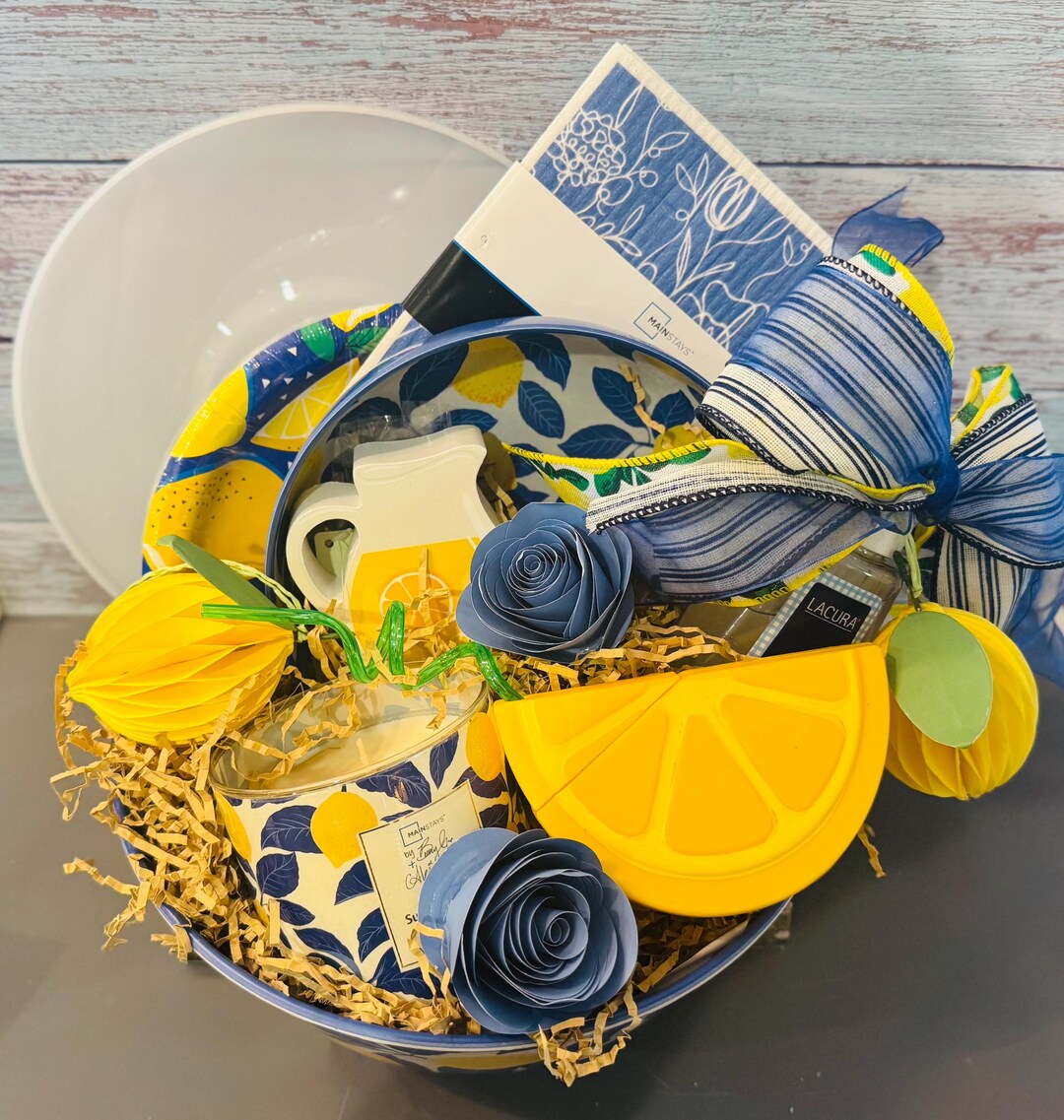 Hostess Gift , Entertaining Gift Set: Melamine Bowls, Candle Yellow and ...