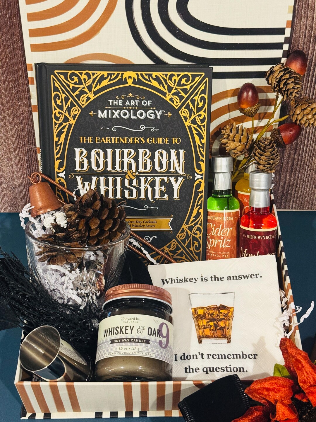Whiskey Mixology Gift Box With Bourbon Books, Cocktail Mixers, Candle ...