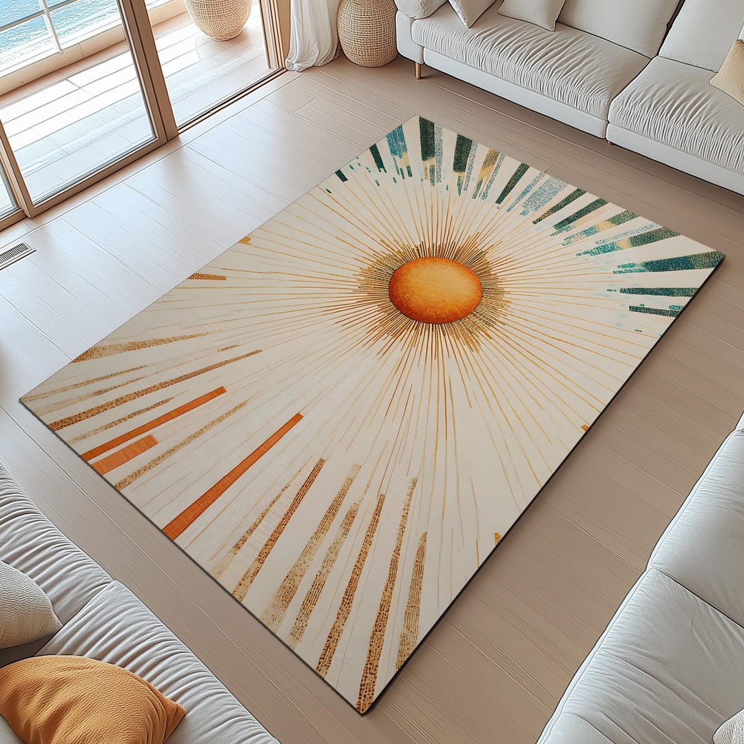 Sunburst Rug, Modern Boho Rug, Minimalist Area Rug, Home Decor, Modern ...