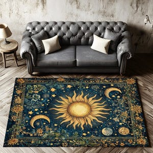 Celestial Sun and Moon Rug, Gothic Rug, Home Decor, Modern Art ...