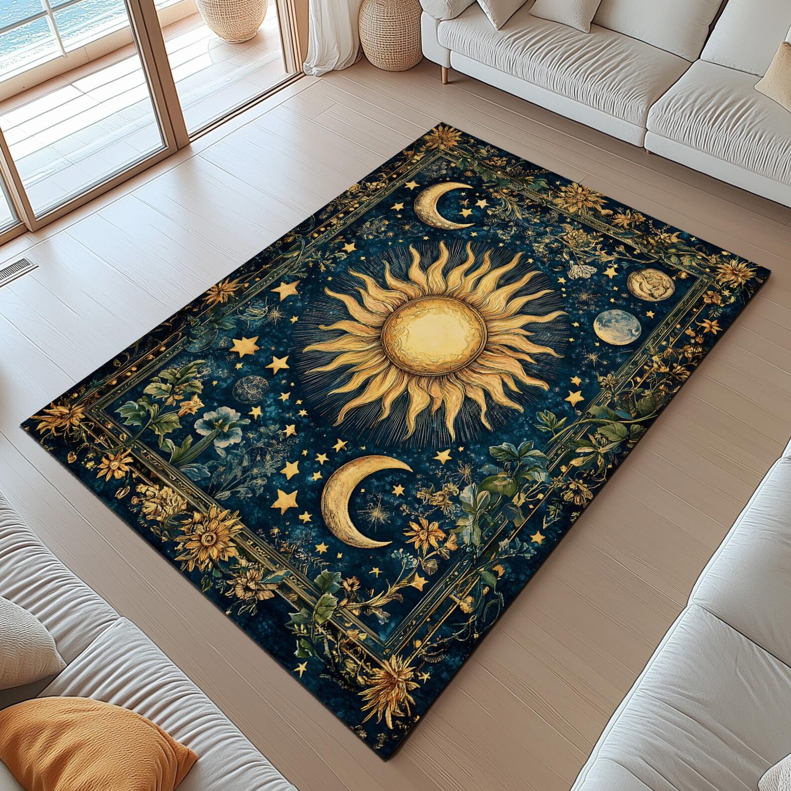 Celestial Sun and Moon Rug, Gothic Rug, Home Decor, Modern Art ...