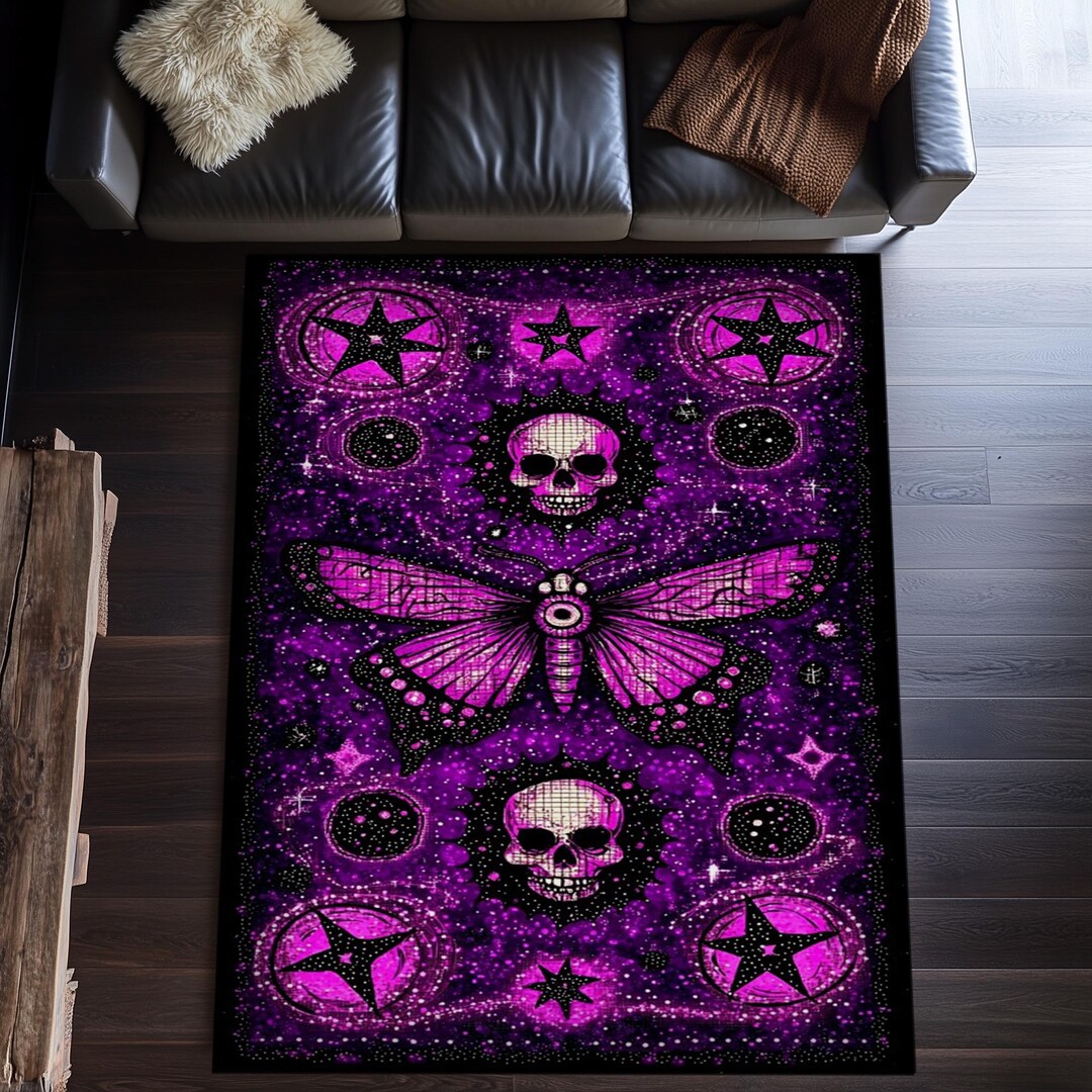 Purple Neon Gothic Rug, Goth Rug for Gothic Home Decor, Witchy Home ...