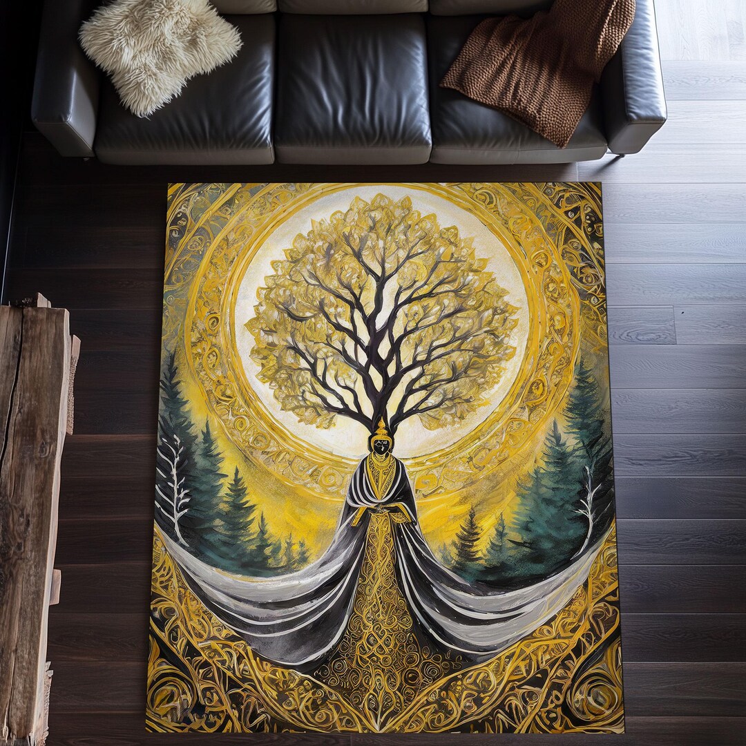 Tree of Life Design, Golden Tree Rug, Meditation Rug, Nature Rug ...