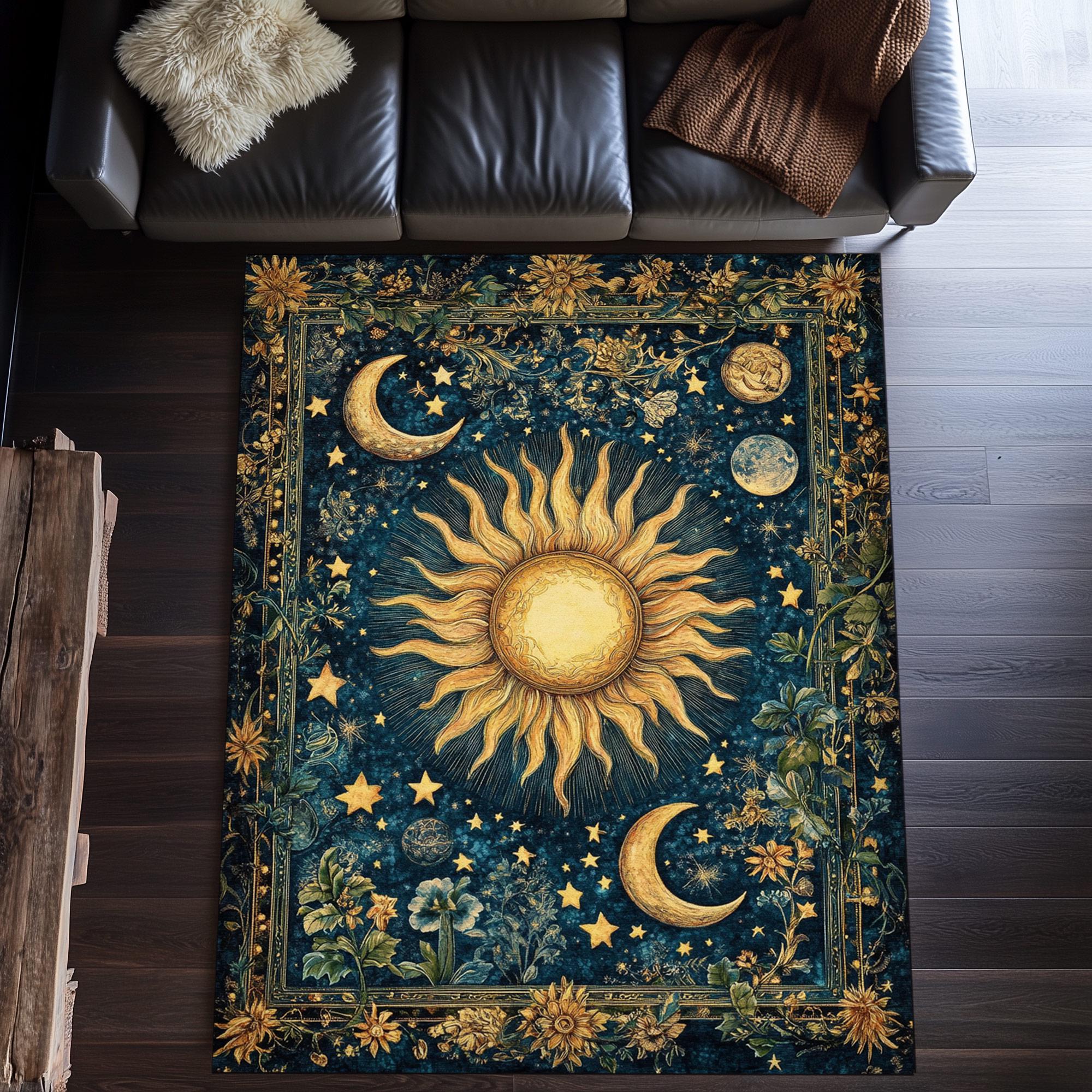 Celestial Sun and Moon Rug, Gothic Rug, Home Decor, Modern Art ...