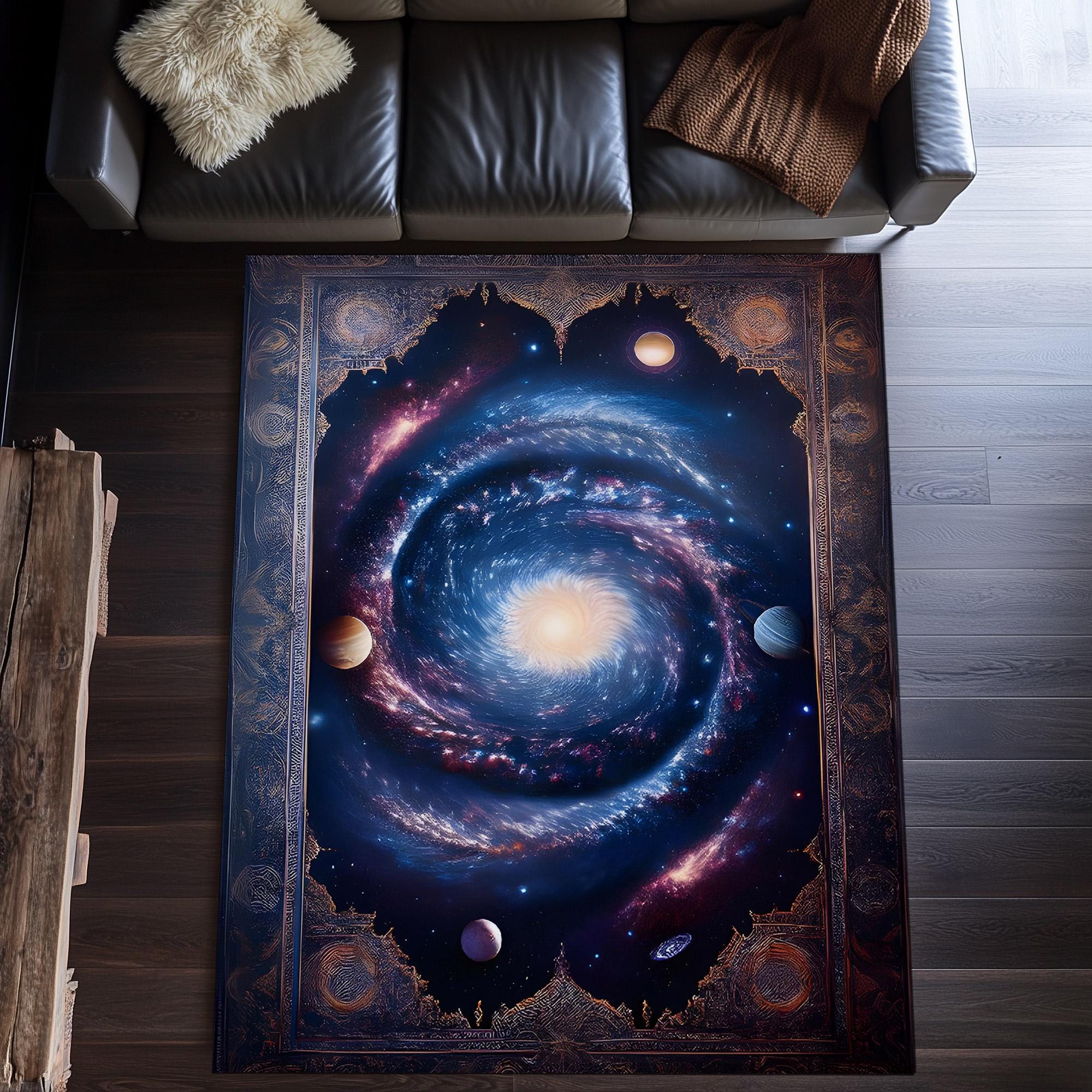 Planets and Stars, Starry Night Rug, Nebula Art Rug, Home Decor, Modern ...