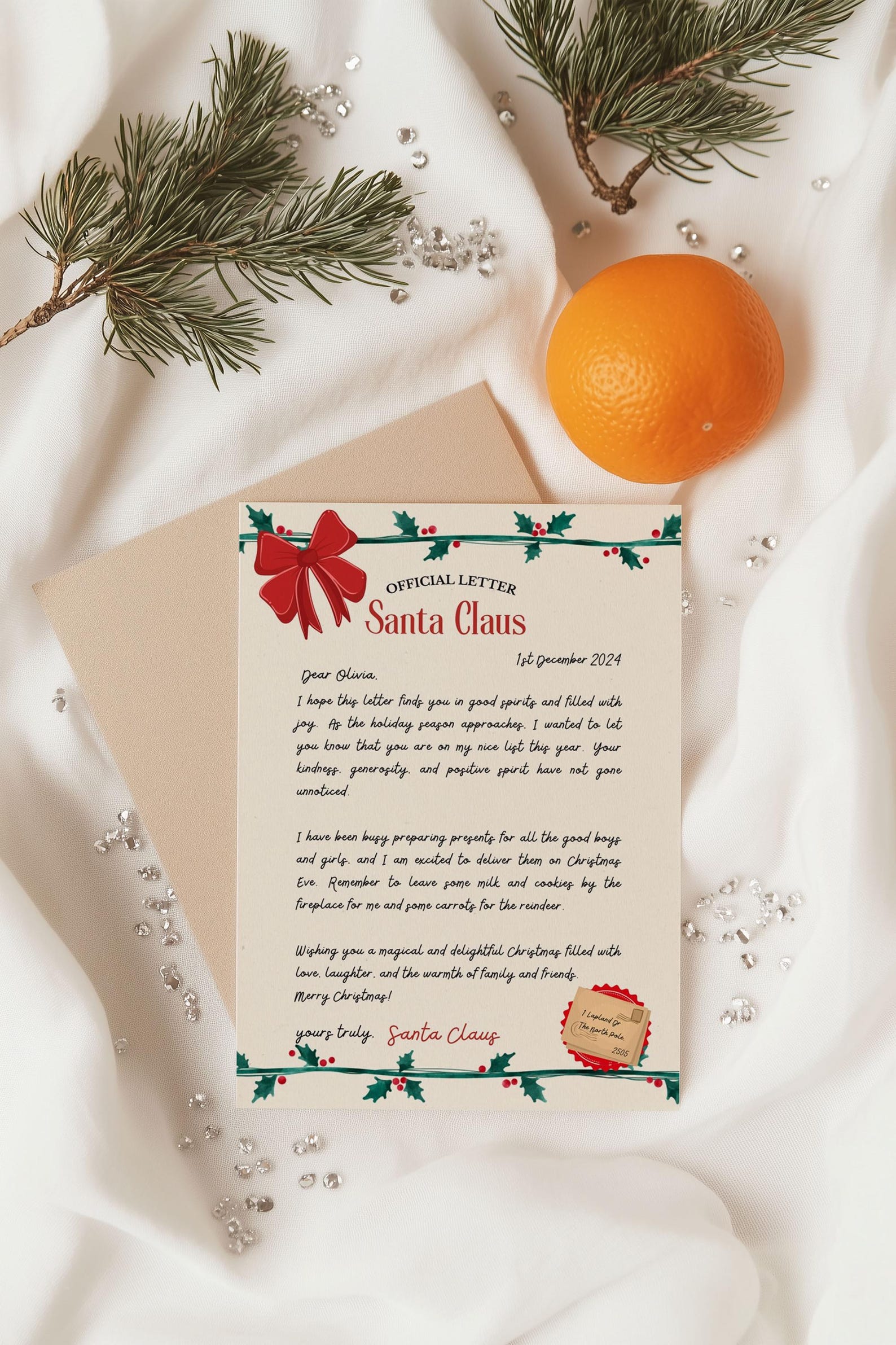 EDITABLE Letter From Santa Template Personalised Christmas Letter for ...