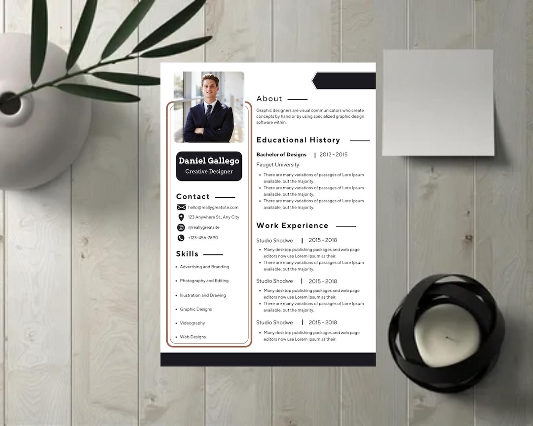 Modern Resume Template, Professional CV Template, Creative Resume Design, Curriculum Vitae ...
