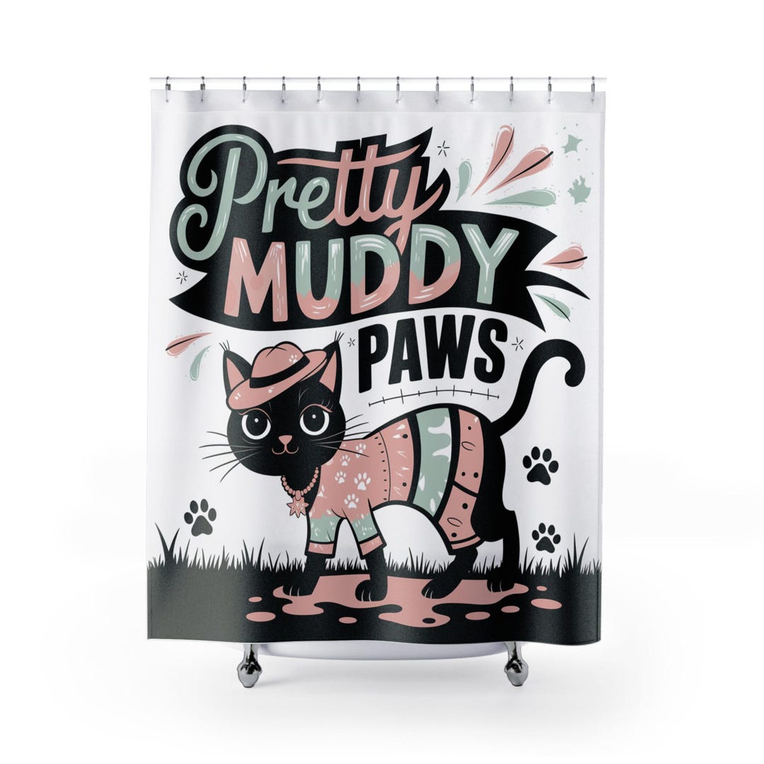 Cute Cat Shower Curtain Quirky Bathroom Decor, Pet Lover Gift, Fun ...