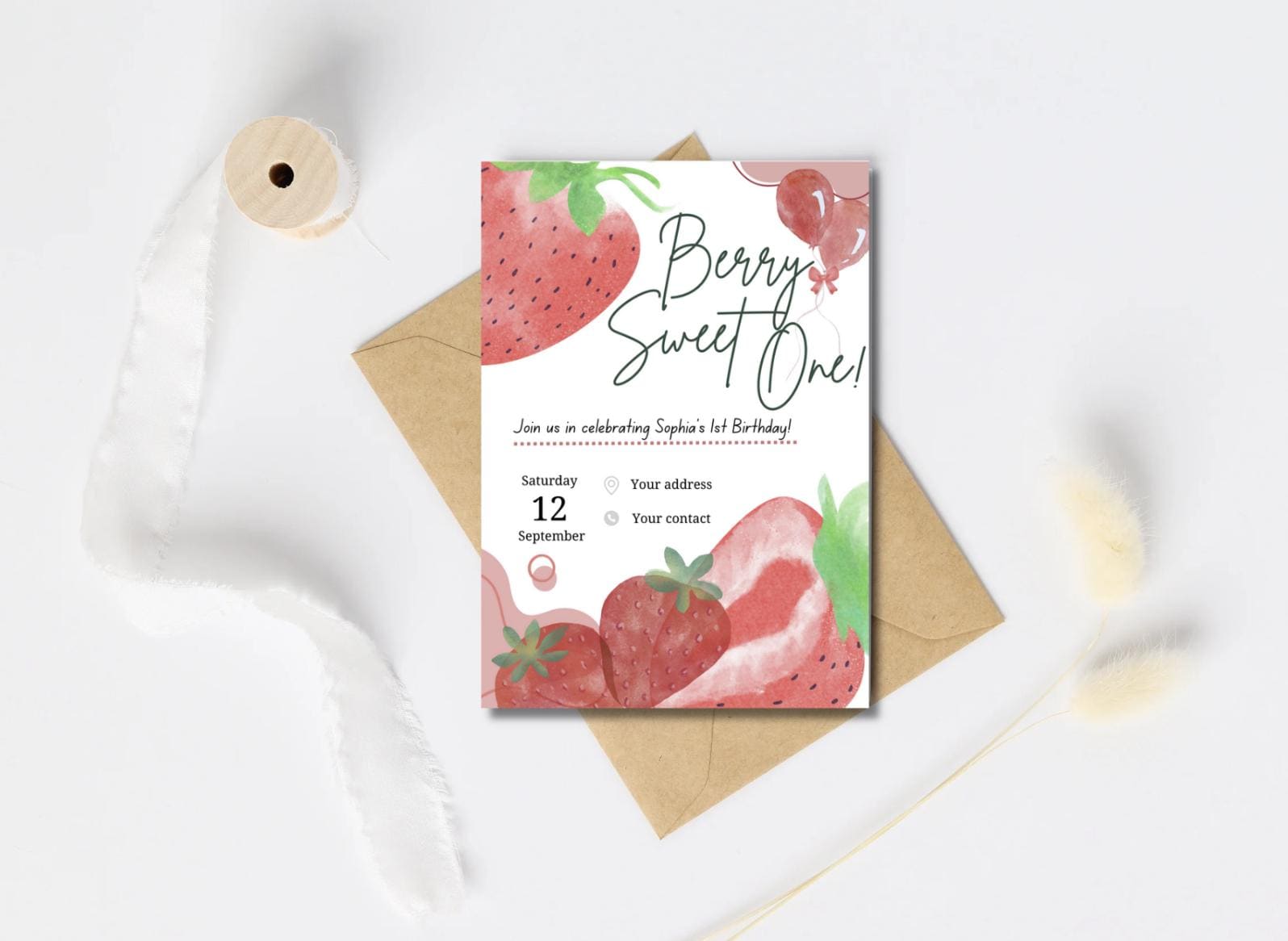 Berry Sweet One Birthday Invitation - Etsy