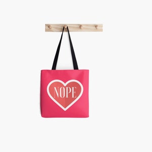 Nope Bag Tote Bag No Feminist Pink Heart Love Bag - Etsy