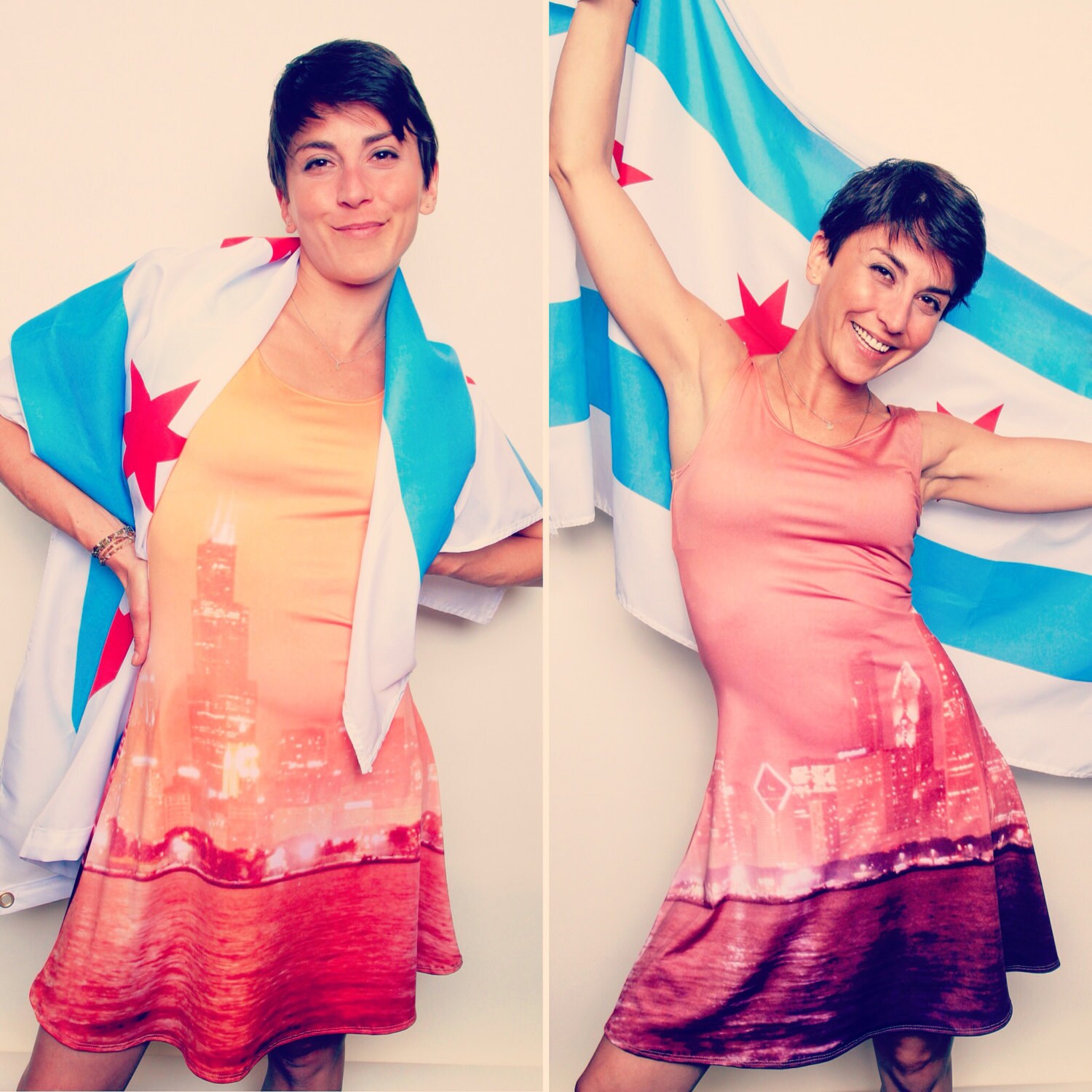 Chicago Skyline Dress ~ Double Sided ~ Skater Dress ~ Chicago Dress ...