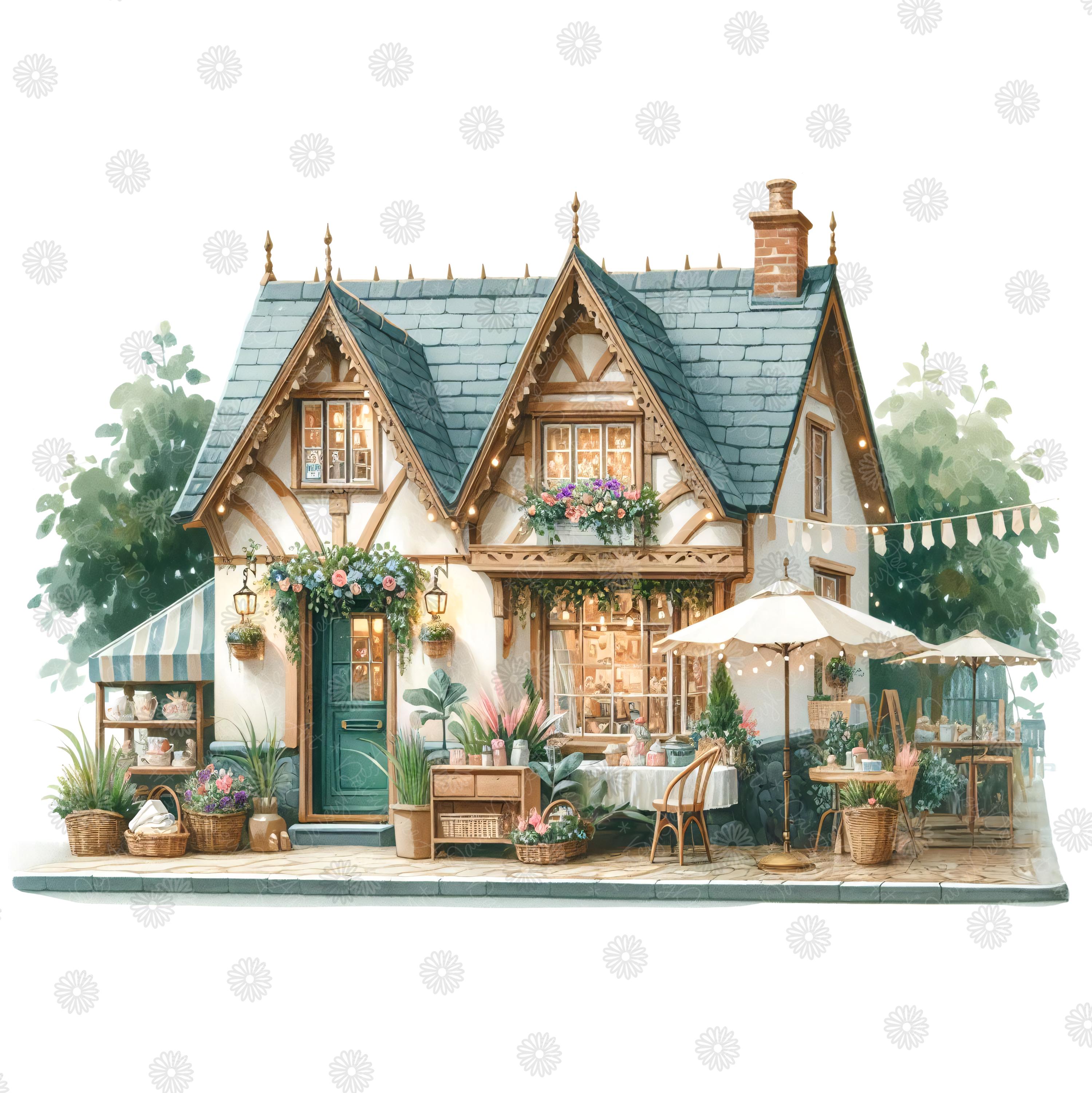 Bundle Jpgs 6 Cottagecore Shops High Quality Clip Art, Watercolor ...