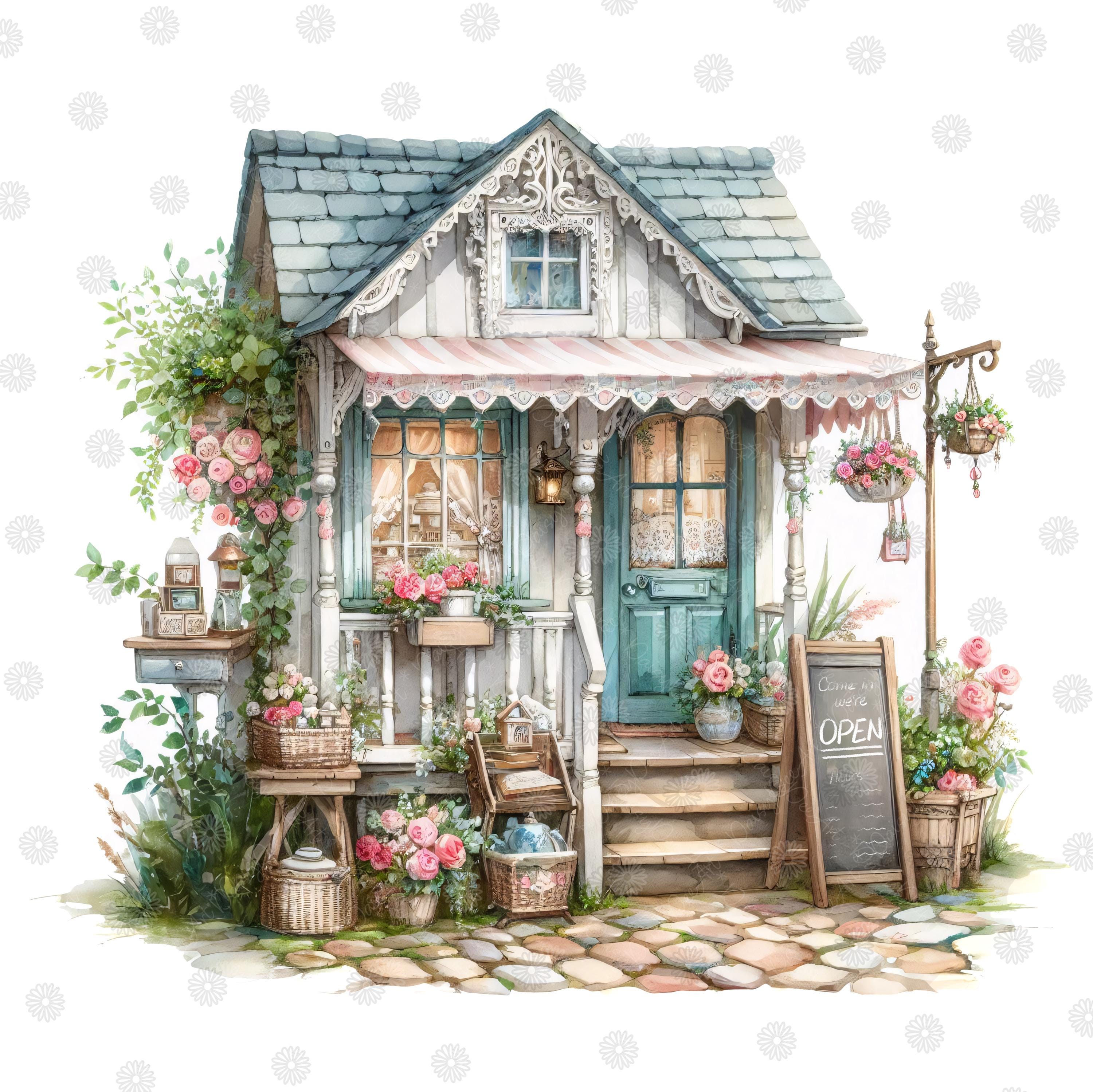 Bundle Jpgs 6 Cottagecore Shops High Quality Clip Art, Watercolor ...