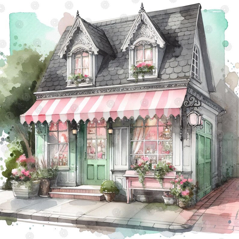 Bundle Jpgs 8 Cottagecore Shops High Quality Clip Art, Watercolor ...