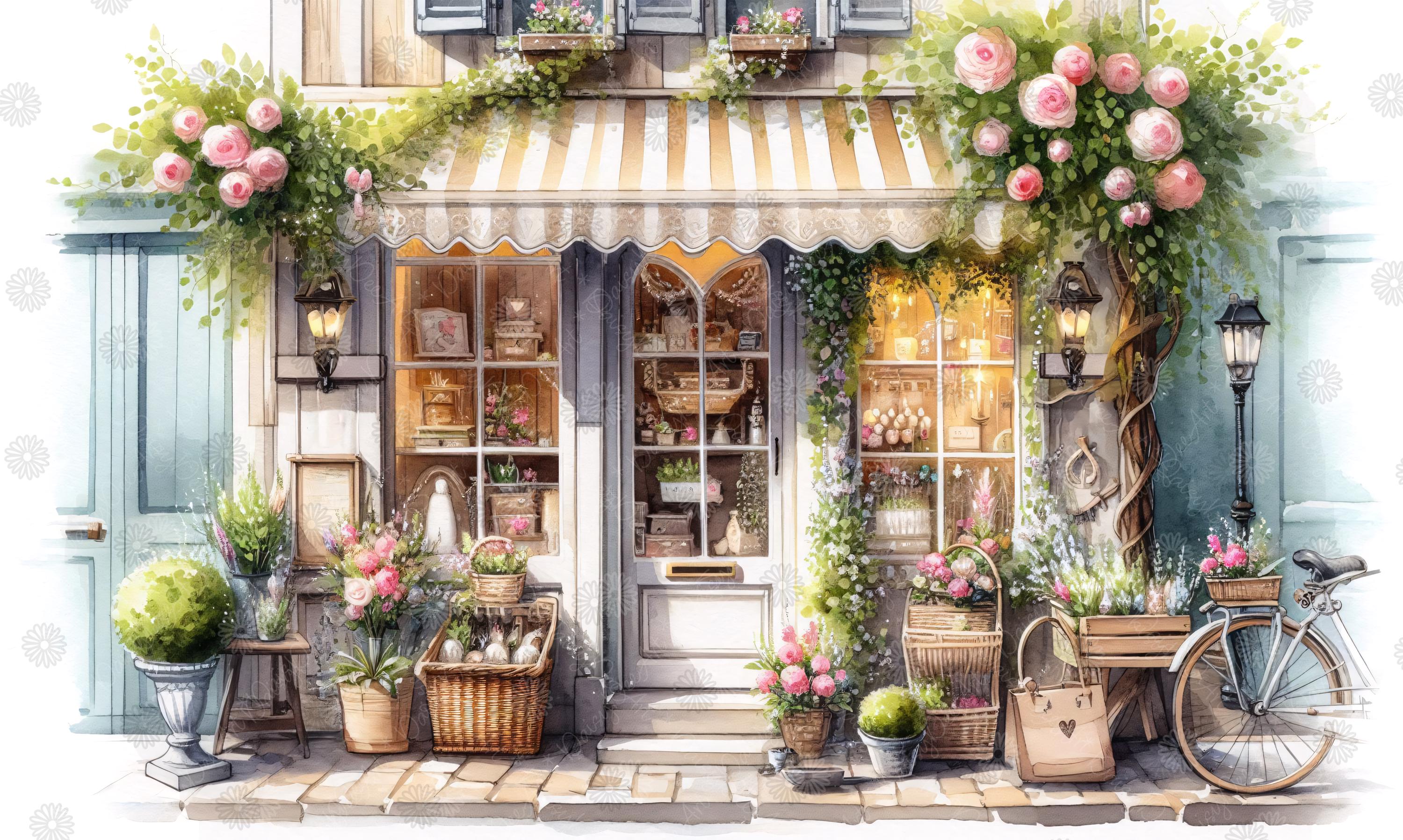 Bundle Jpgs 6 Cottagecore Shops High Quality Clip Art, Watercolor ...