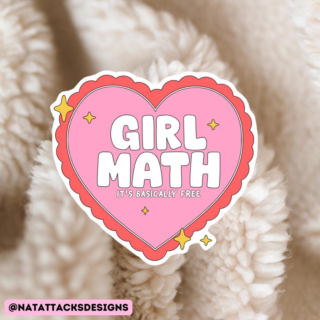 Girl Math Sticker, Girl Math, Laptop Sticker, Waterproof Sticker, Funny ...