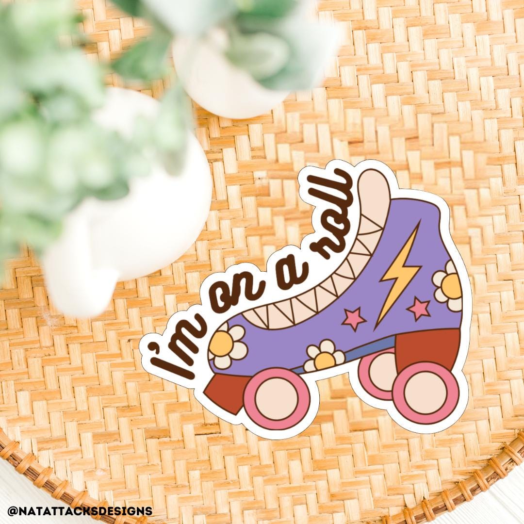 I'm on A Roll Waterproof Sticker, Roller Skate Stickers, Roller Skating ...