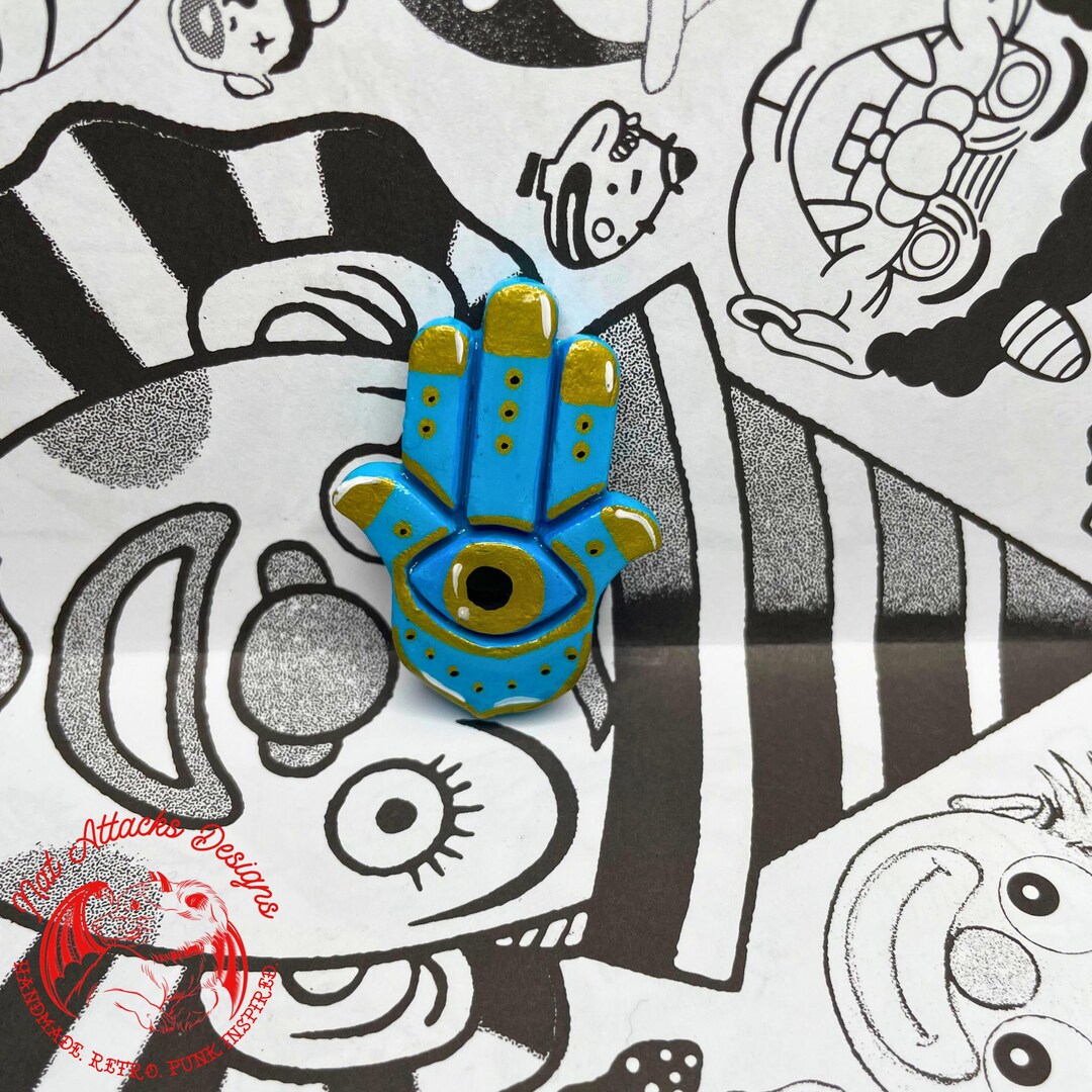Hamsa Evil Eye Fridge Magnet *B GRADE!* | Hand Painted | Air Dry Clay ...
