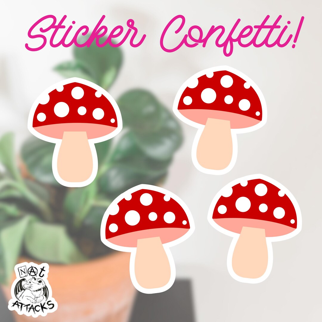 NEW Sticker Confetti Mushroom 1 Inch Waterproof, 3 Packs, Y2K Party ...
