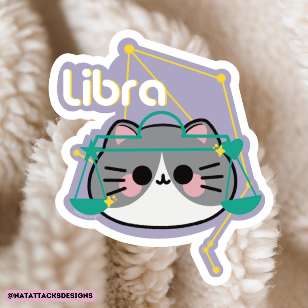 Libra Zodiac Cats Zodiac Zodiac Sticker Sticker Stickers Kawaii Zodiac ...