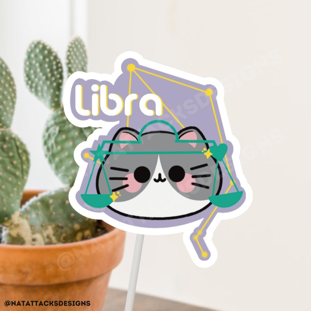Libra Vinyl Sticker, Cute Sticker, Waterproof, Laptop Sticker ...