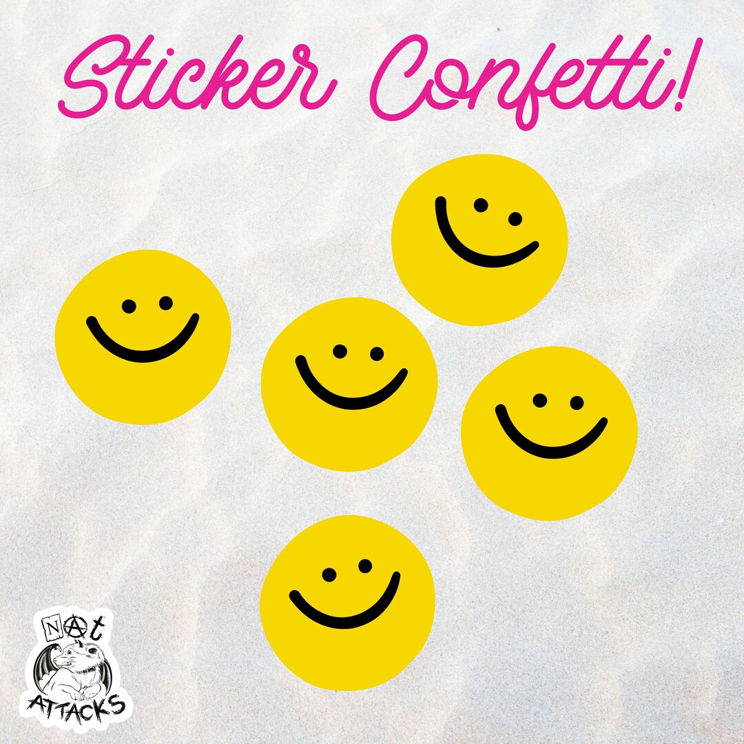 NEW! Sticker Confetti Smiley Faces 1 Inch Waterproof, 3+ Packs, Y2K ...