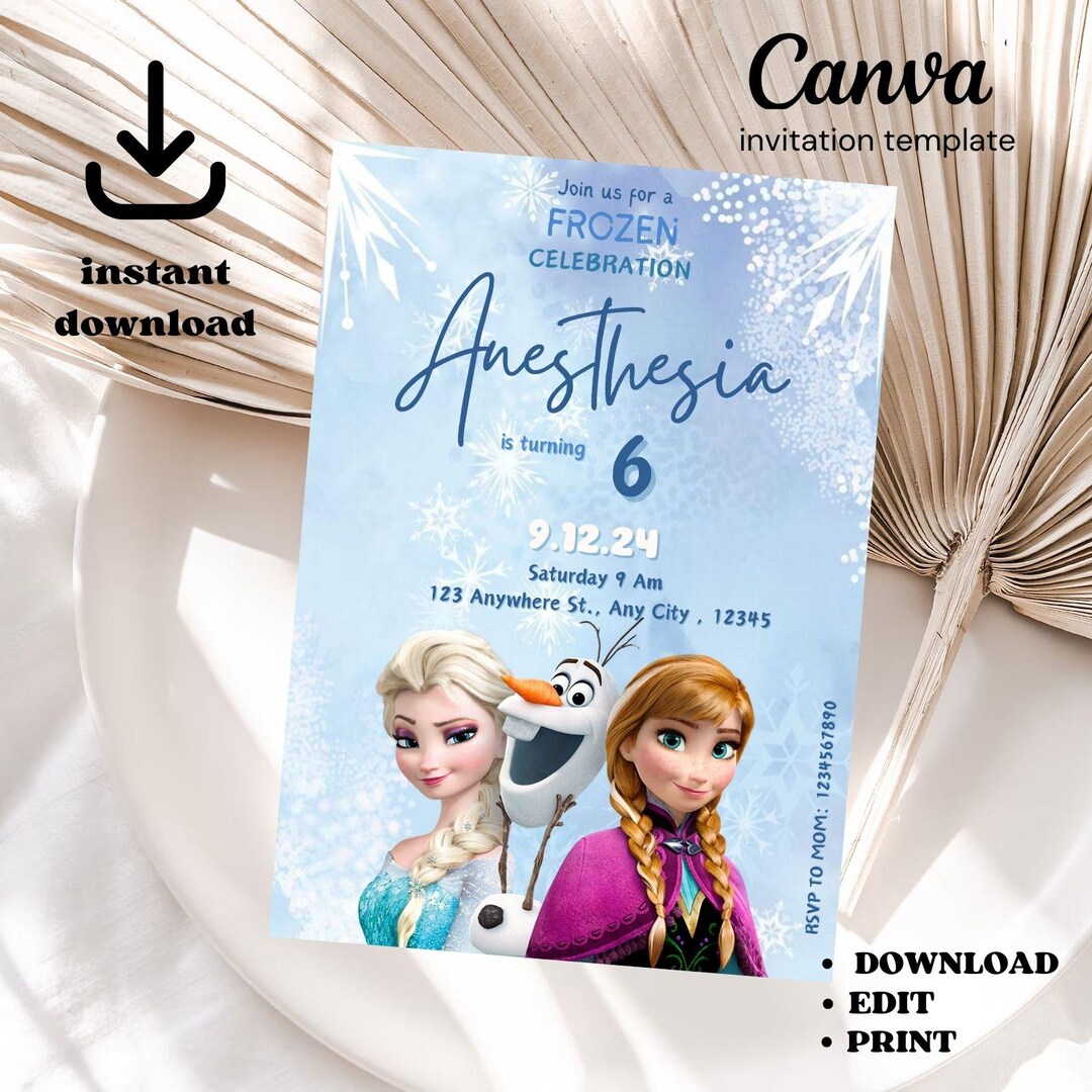 Frozen Birthday Invitation Editable Frozen Party Elsa Invitation Winter ...