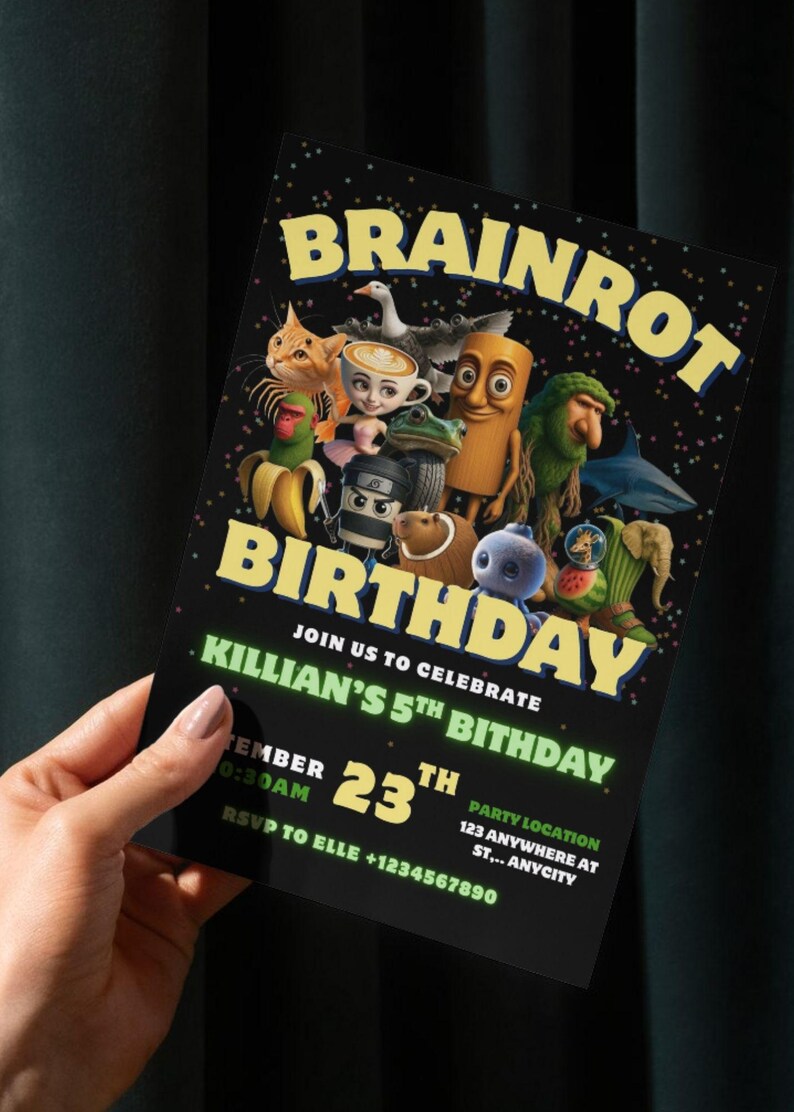 Italian Brainrot Birthday Invitation: Editable Canva Template (digital ...