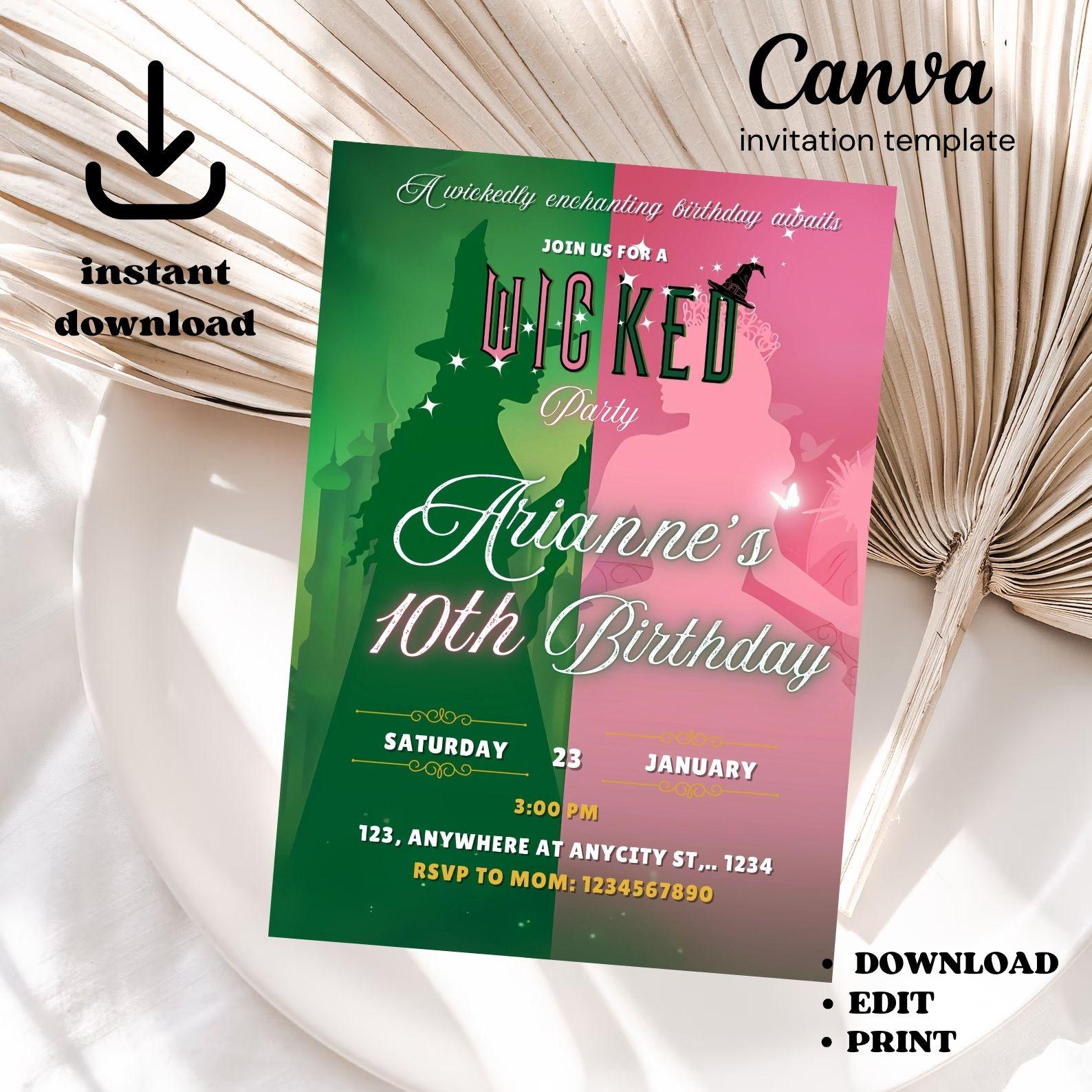 Wicked Birthday Party Invitation, Wicked Party Invitation, WICKED ...