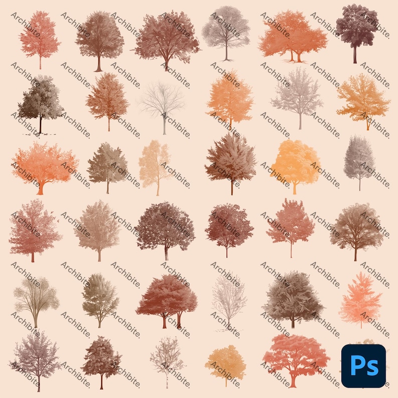 Photoshop Brushes - Autumn Trees Elevation - Etsy