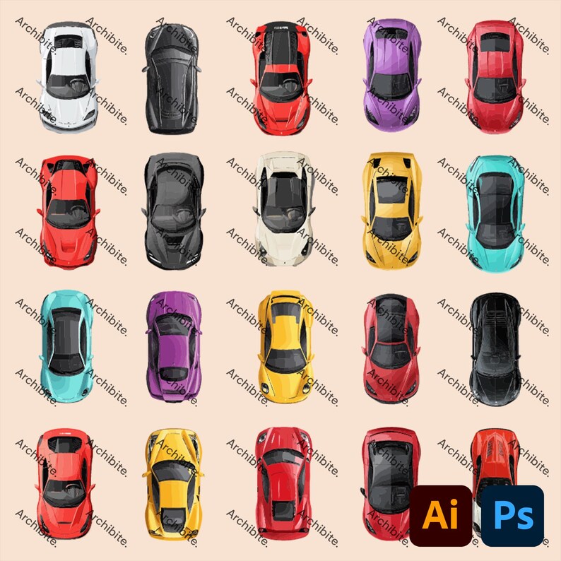 Vector Top View Sports Cars - Etsy