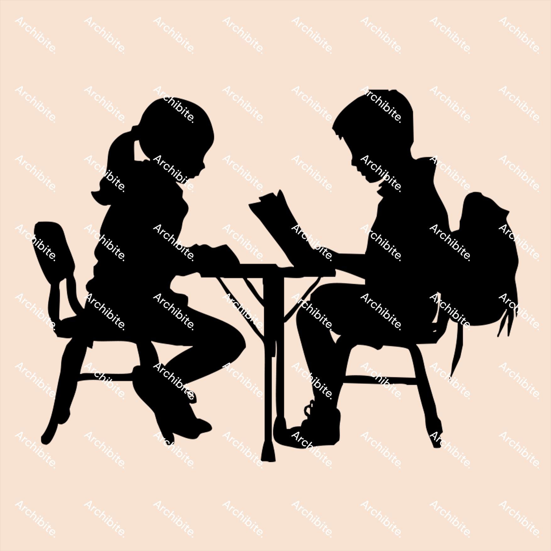 Vector Cutouts - Silhouette School Kids - Etsy
