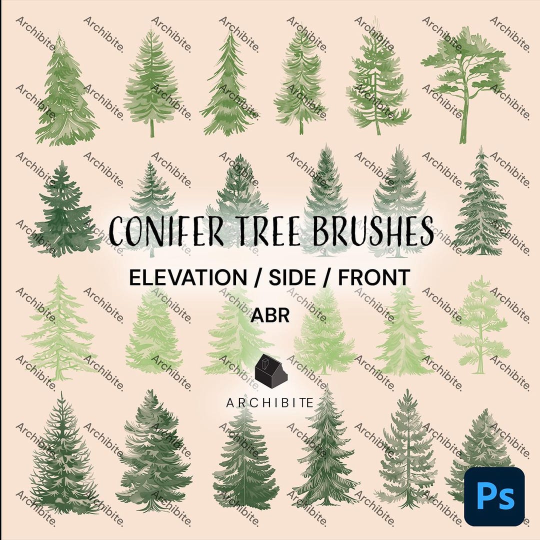 Photoshop Brushes - Conifer Tree Elevation - Etsy