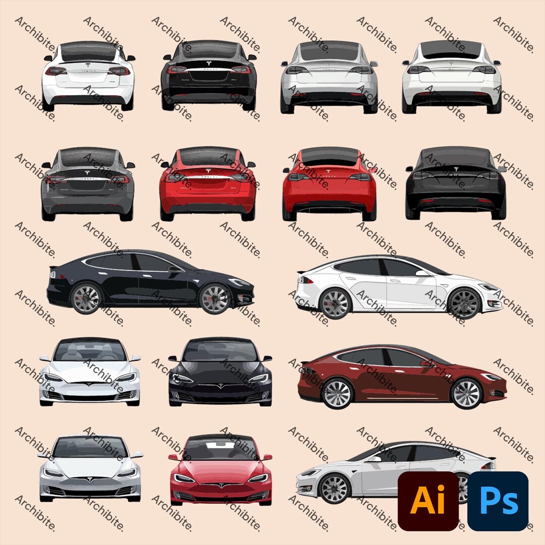 Vector Side View Tesla Cars - Etsy