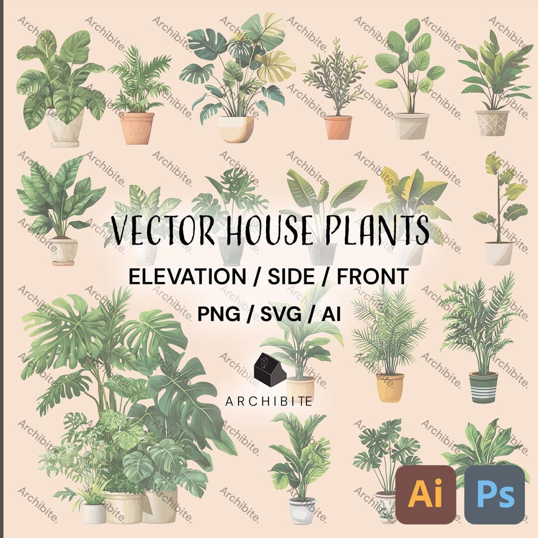 Vector Cutouts - House Plants Elevation - Etsy