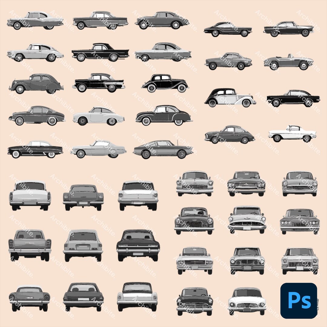 Photoshop Brushes - Side View Classic Cars - Etsy