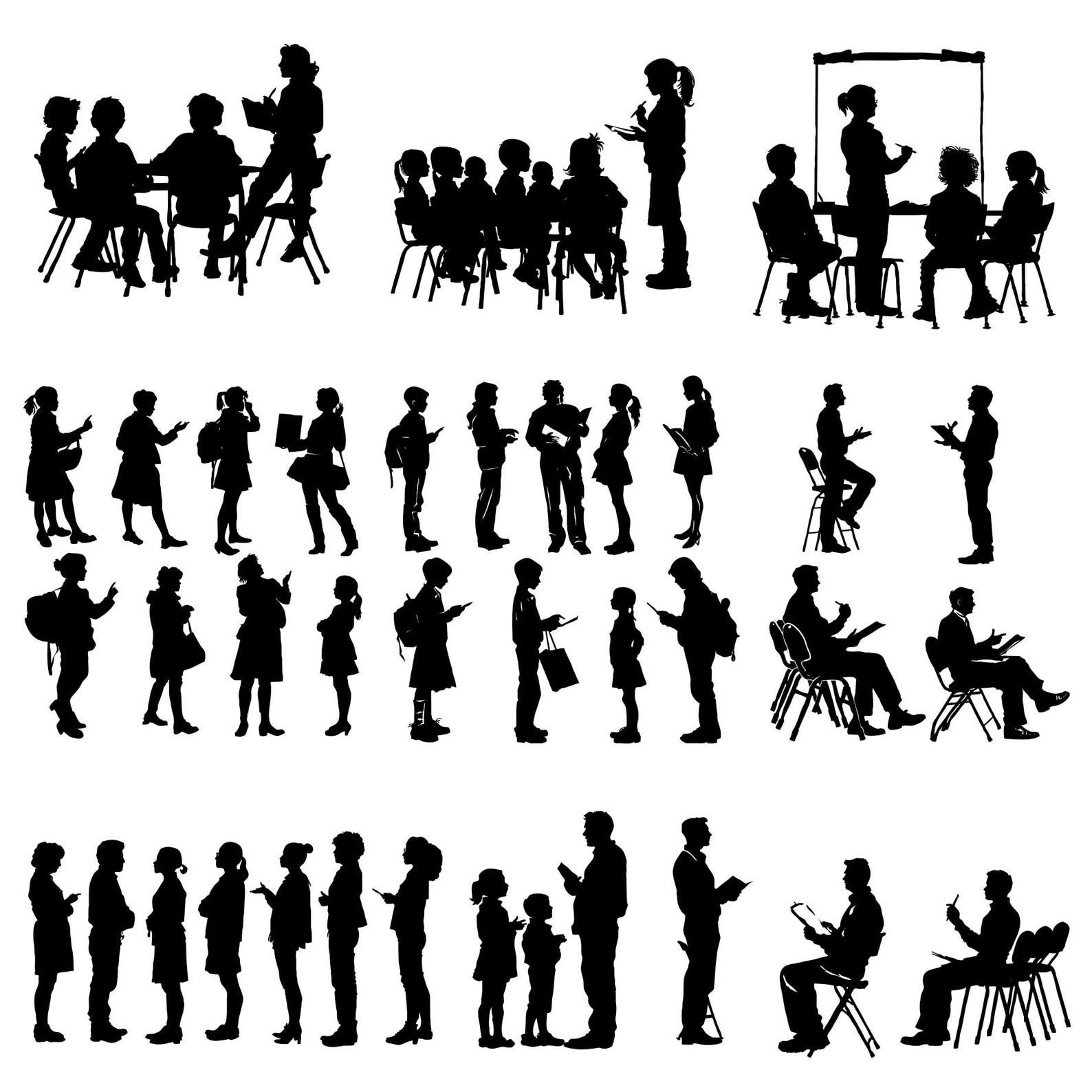 Vector Cutouts Silhouette Education People - Etsy