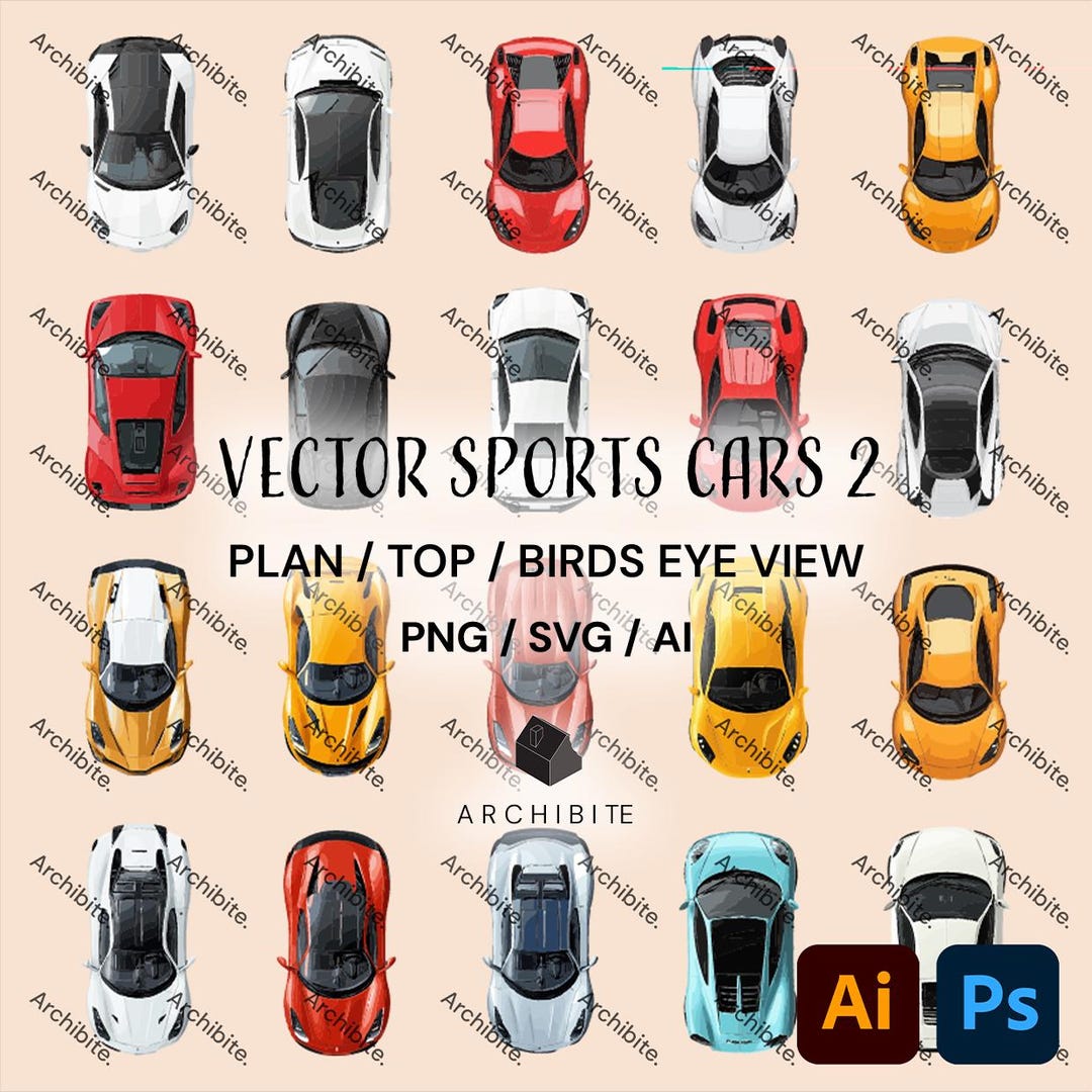 Vector Top View Sports Cars 2 - Etsy