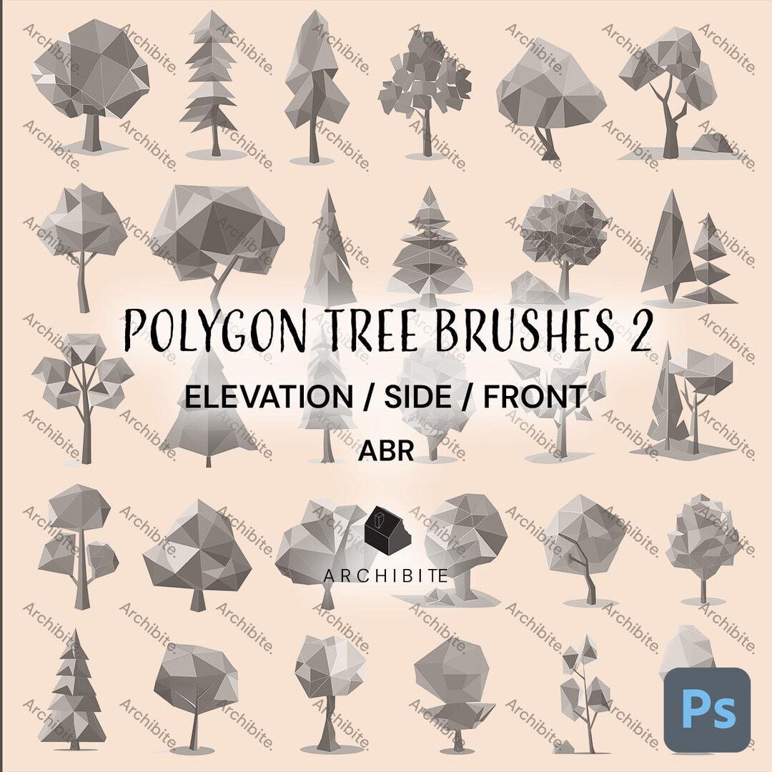 Photoshop Brushes - Polygon Trees Elevation 2 - Etsy