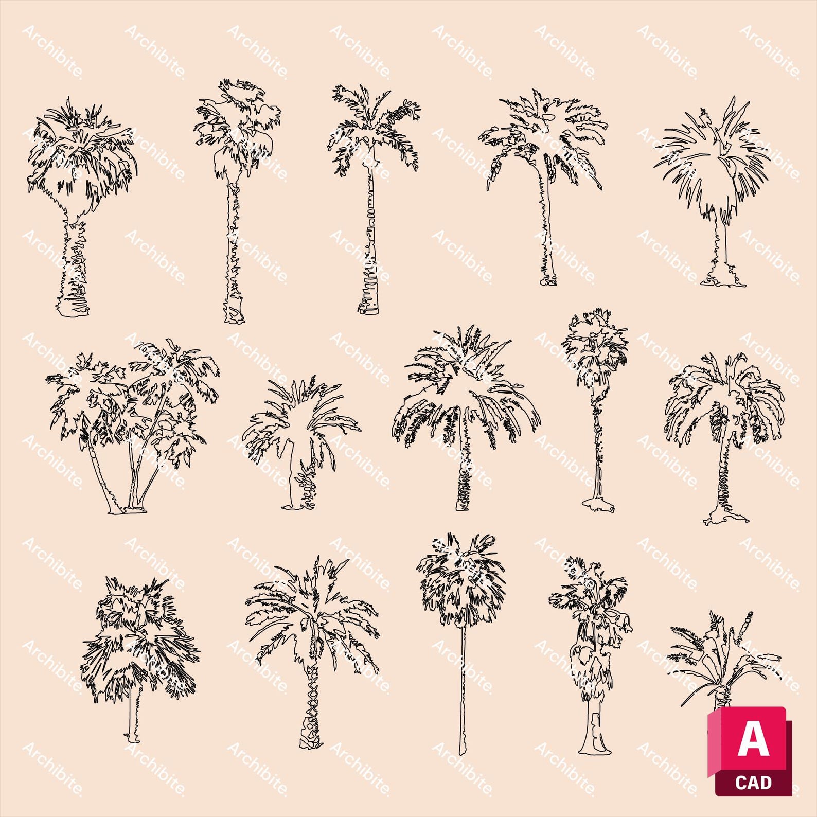 DWG - Palm Trees Elevation - Etsy