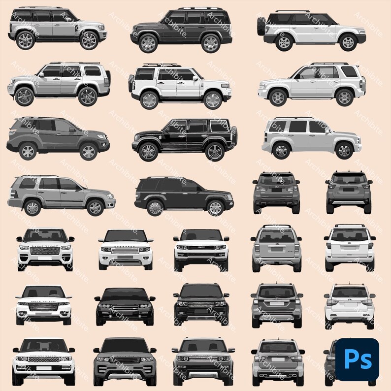 Photoshop Brushes - Side View SUV Cars - Etsy